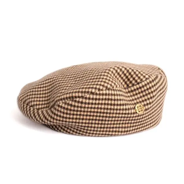 SIBI HATS Neutrals Chantel Checkered Cashmere Blend Beret Hat - Beige/brown