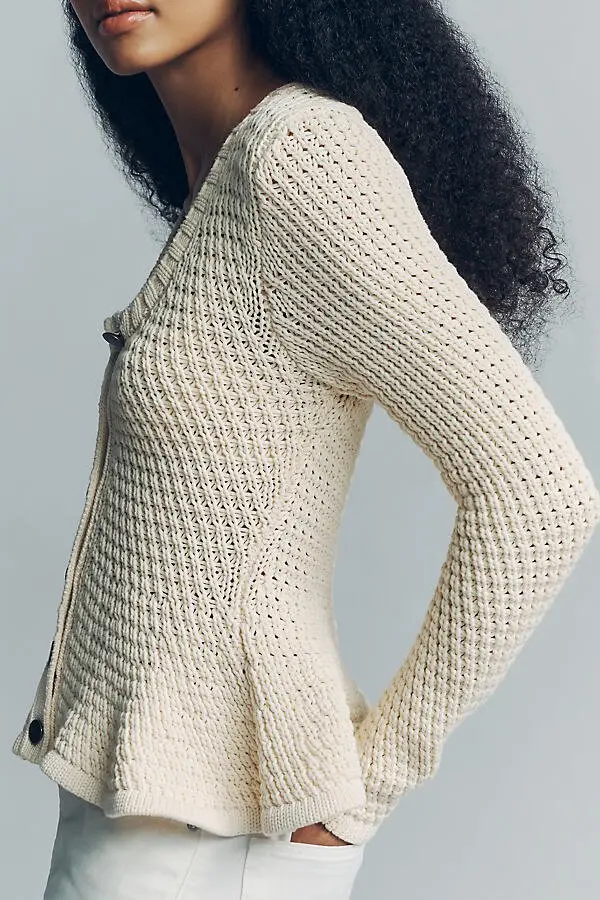 PISTOLA Ela Open Knit Peplum Cardigan