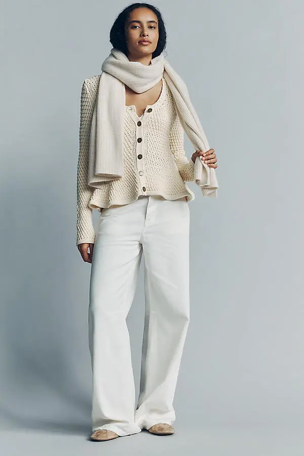 PISTOLA Ela Open Knit Peplum Cardigan