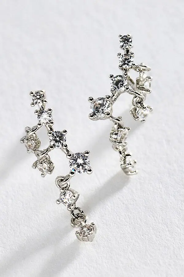 Anthropologie Encrusted Crawler Earrgs - Silver