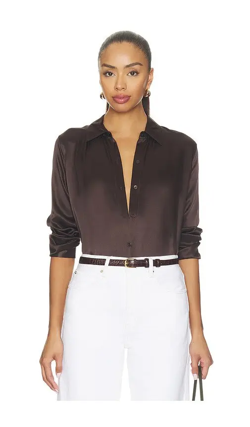 L'Agence Tyler Longsleeve Blouse In Brown - Dark Java