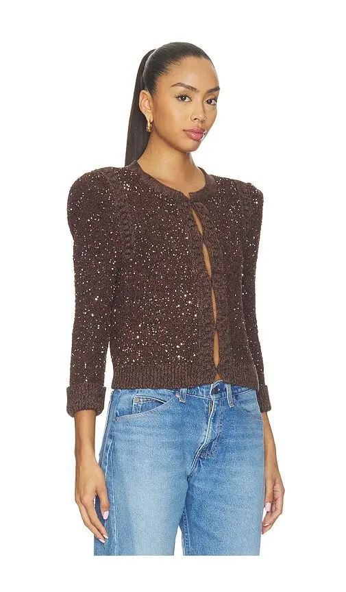 L'Agence Thistle Sequined Cardigan In Brown