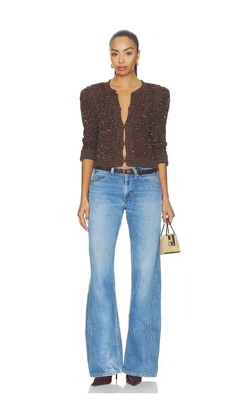L'Agence Thistle Sequined Cardigan In Brown