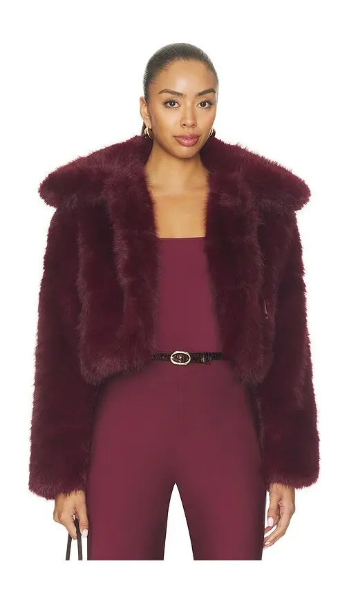 Blanknyc Faux Fur Jacket In Burgundy