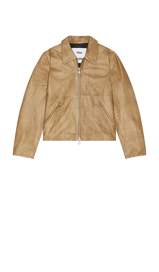 WON HUNDRED Dutton Leather Jacket In Brown