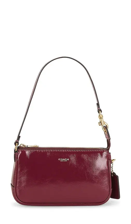 COACH Shiny Crinkle Leather Plaza Bag 18 In Burgundy - Dark Cherry