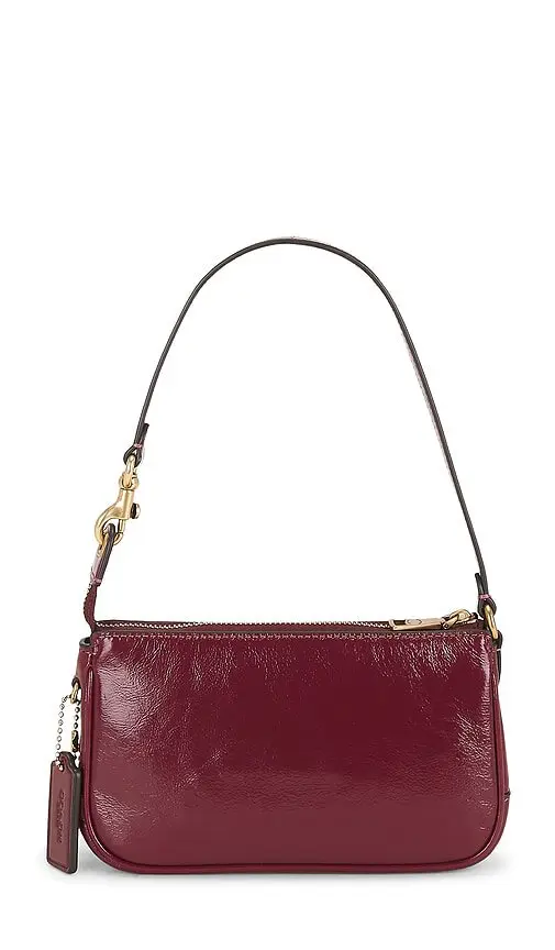 COACH Shiny Crinkle Leather Plaza Bag 18 In Burgundy