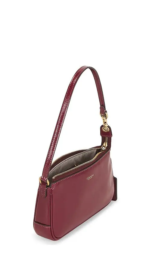 COACH Shiny Crinkle Leather Plaza Bag 18 In Burgundy