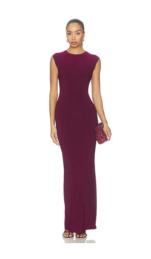 Norma Kamali Sleeveless Long Dress In Wine