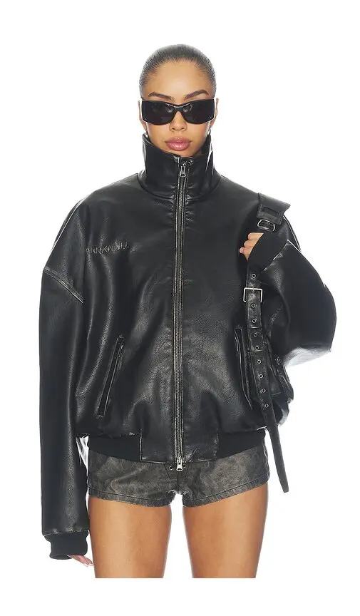 MARRKNULL Underarm Bag Leather Jacket - Black