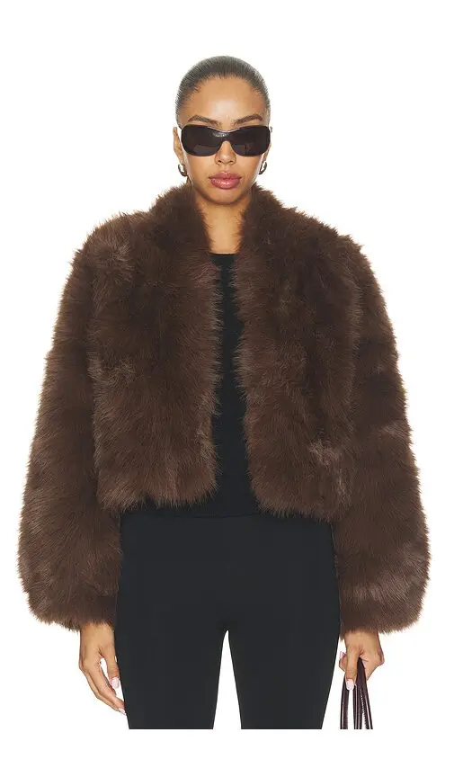 NONCHALANT LABEL Daphne Faux Fur Jacket - Brown