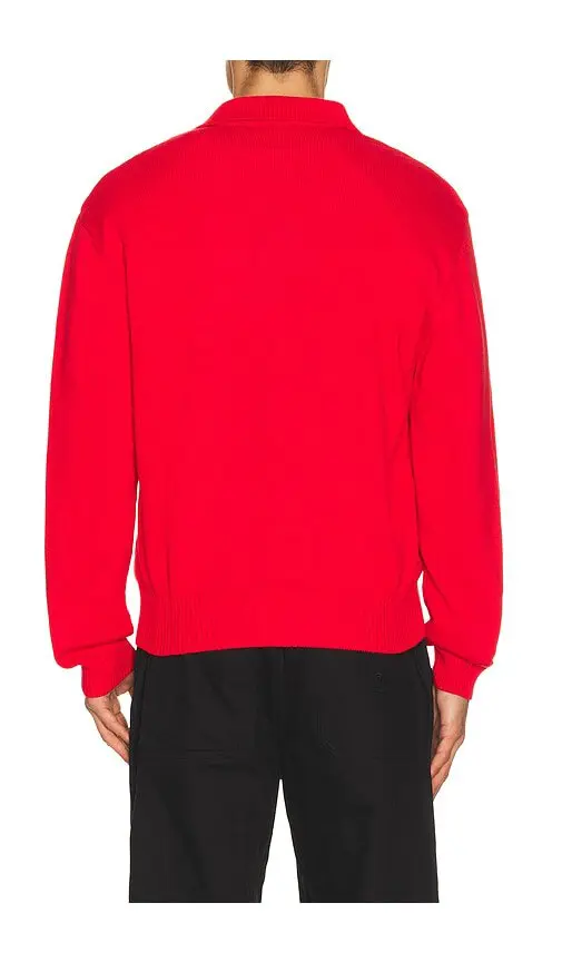 PALMES Cotton Long Sleeve Knit Polo