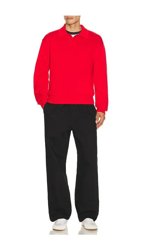 PALMES Cotton Long Sleeve Knit Polo