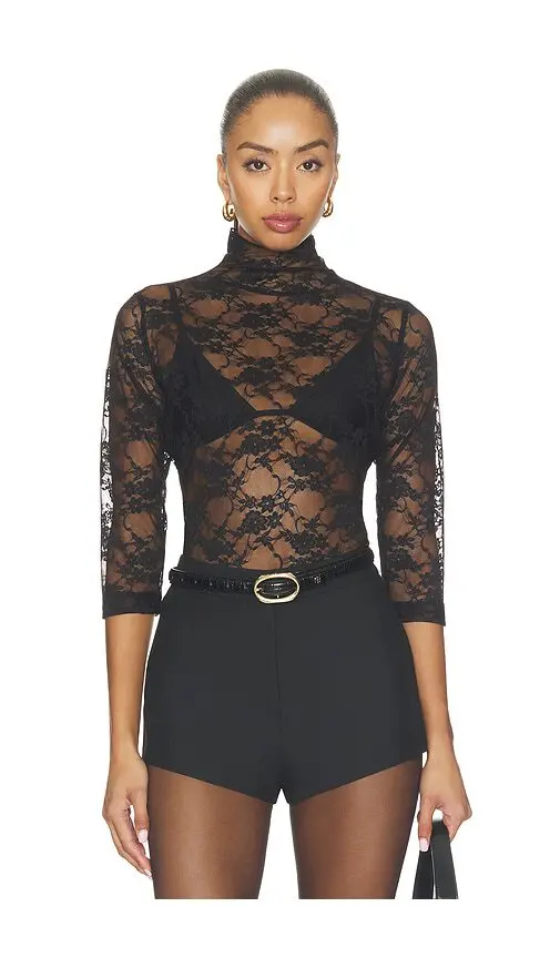 BOBI Half Sleeve Modern Mock Neck - Black