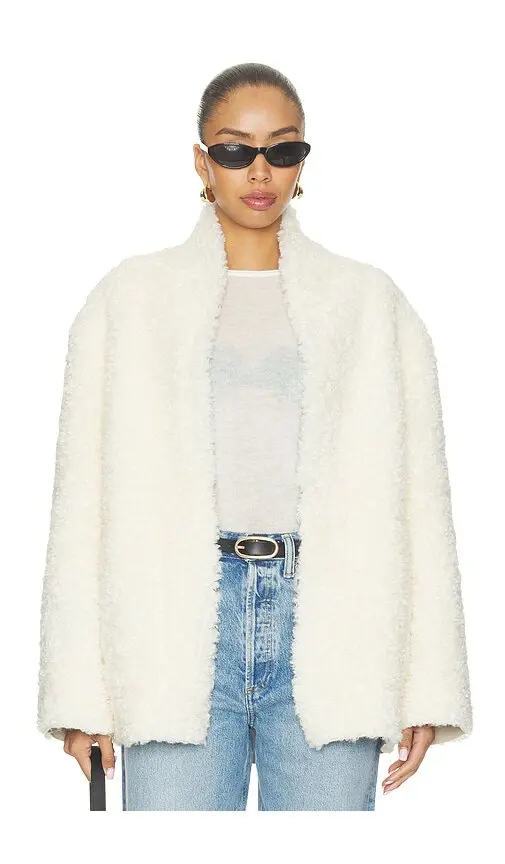 Source Unknown Manuela Shawl-collar Shearling Jacket - Ivory