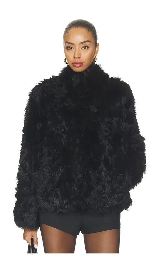 Source Unknown Lyn Long Hair Shearling Jacket - Black