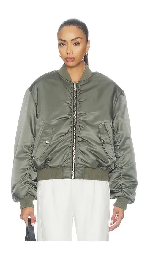 AGOLDE Frankie Reversible Bomber In Green - Fern