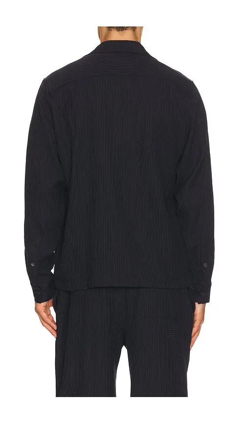 Frescobol Carioca Safra Wool Knitted Camp Collar Long Sleeve Shirt