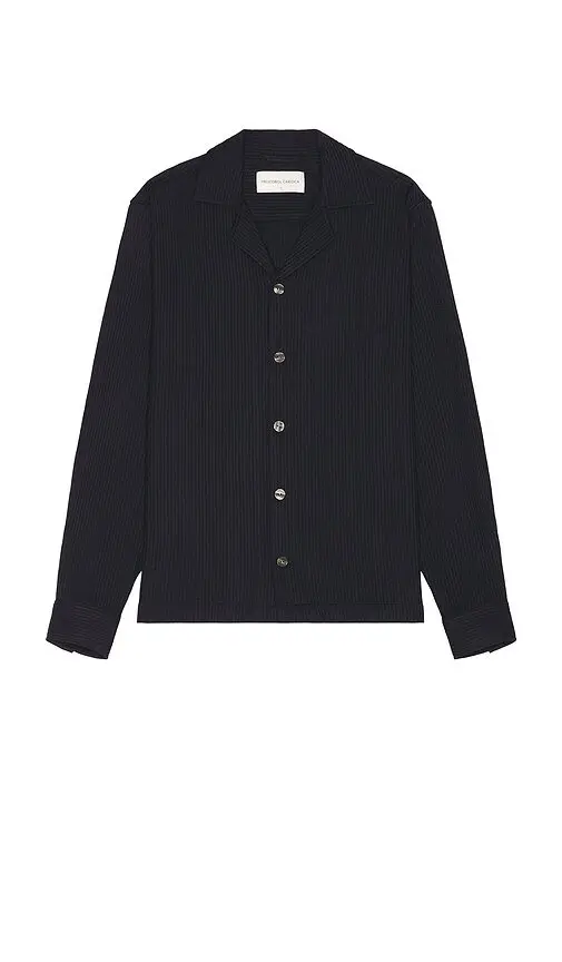 Frescobol Carioca Safra Wool Knitted Camp Collar Long Sleeve Shirt