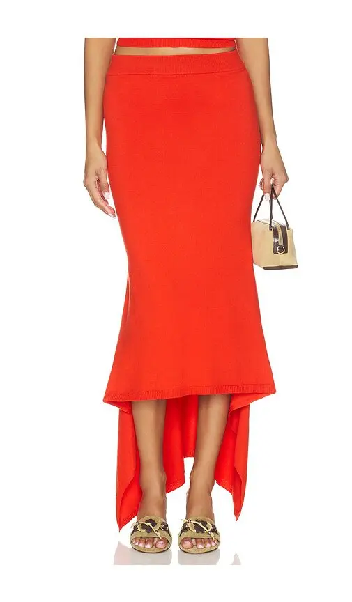 Monse Ribbed Knit Skirt In Red - Amaranth