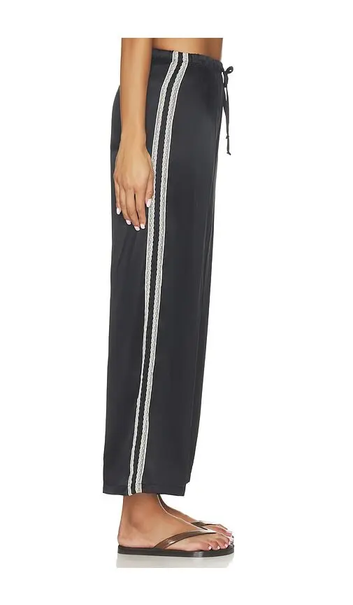 Donni. The Silk Lace Stripe Crop Pant In Black