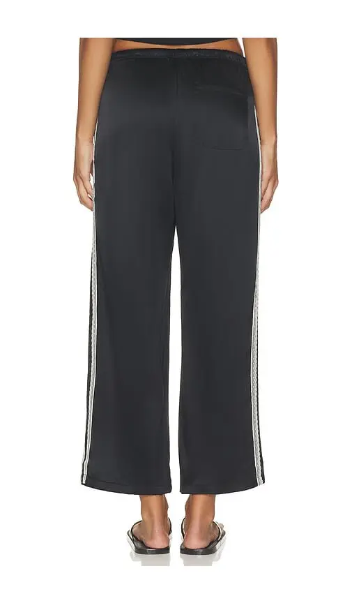 Donni. The Silk Lace Stripe Crop Pant In Black