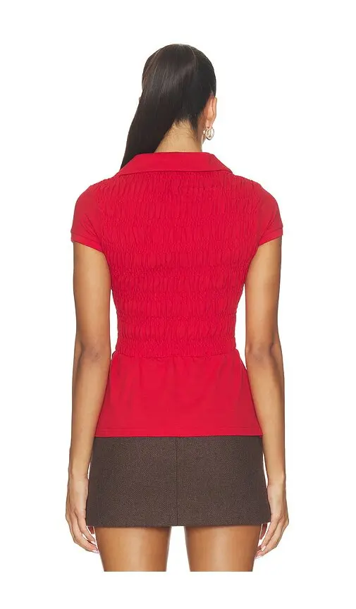 PEACHY DEN Ferdinand Polo Top In Red
