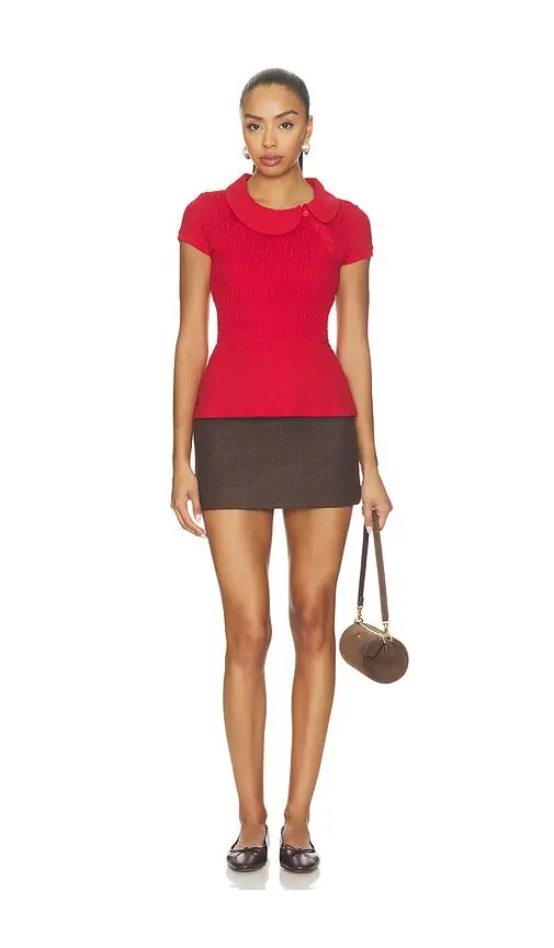 PEACHY DEN Ferdinand Polo Top In Red