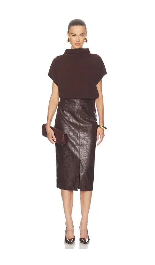 Brochu Walker Morten Funnel Neck Cashmere Top In Chocolate