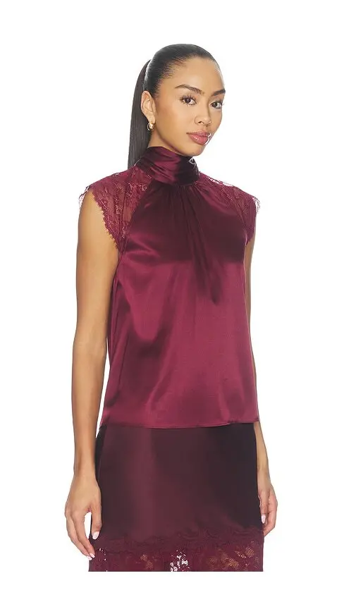 Generation Love Rachel Chantilly Lace Halter Blouse In Burgundy