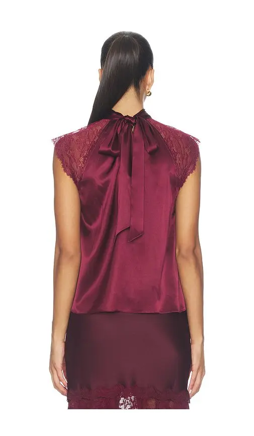 Generation Love Rachel Chantilly Lace Halter Blouse In Burgundy