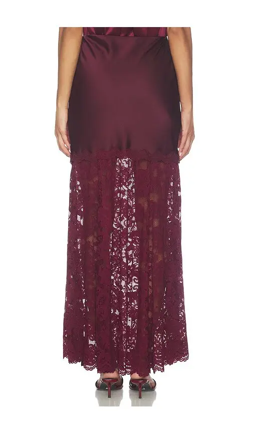Generation Love Perrine Lace Combo Satin Skirt In Burgundy