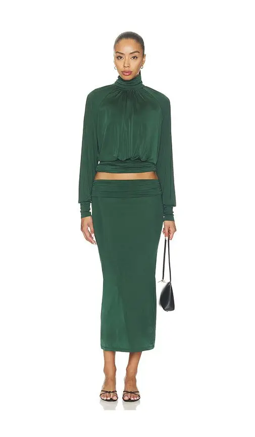 Eterne Anouk Liquid Jersey Top In Green
