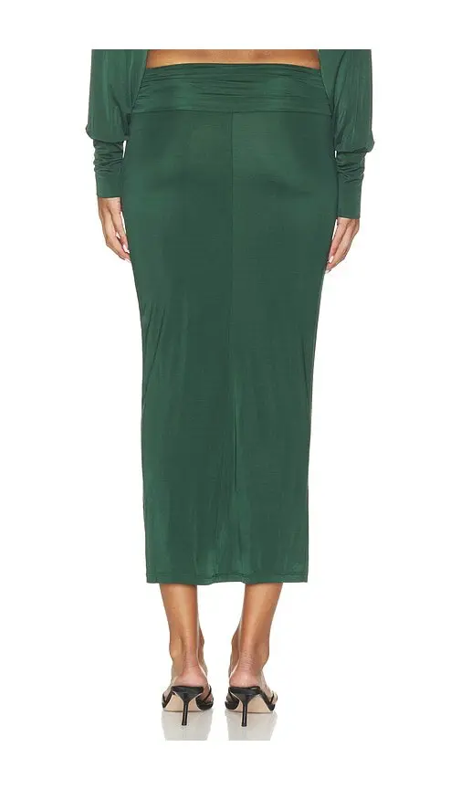 Eterne Elsa Liquid Jersey Midi Skirt In Green