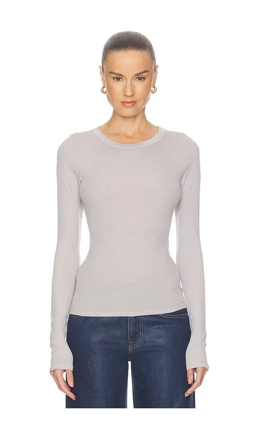 Enza Costa Vsilk Rib Essential Crew - Light Grey