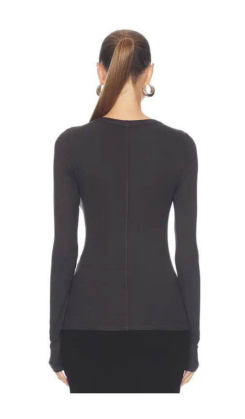 Enza Costa Silk Rib Essential Crew In Grey