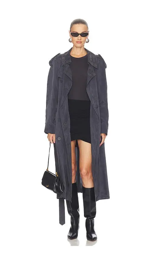 Enza Costa Silk Rib Essential Crew In Grey