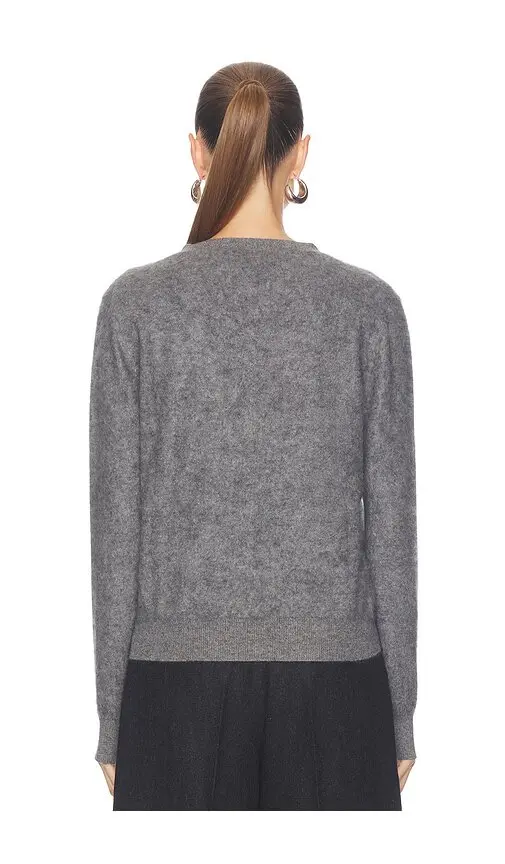 Enza Costa Mink Wash Cashmere Easy Crew Sweater In Grey