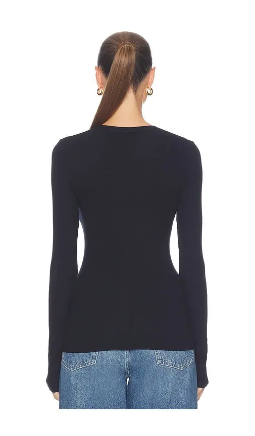 Enza Costa Silk Rib Essential U Tee In Black
