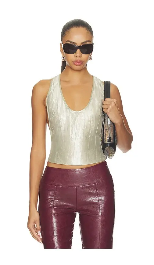 Lioness Bare Cami Top In Metallic - Gold