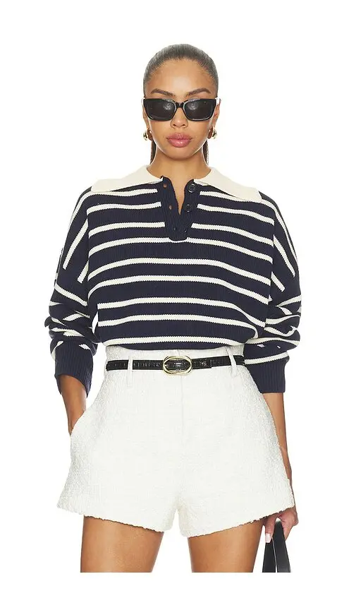 ALL THE WAYS Clydie Polo Sweater In Multi