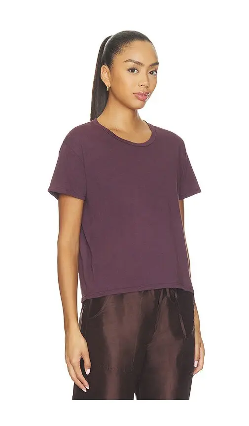 PERFECTWHITETEE Harley Cotton Short Sleeve Boxy Crew Tee In Burgundy
