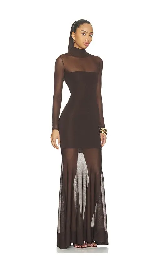 SEROYA Angie Knit Dress In Brown