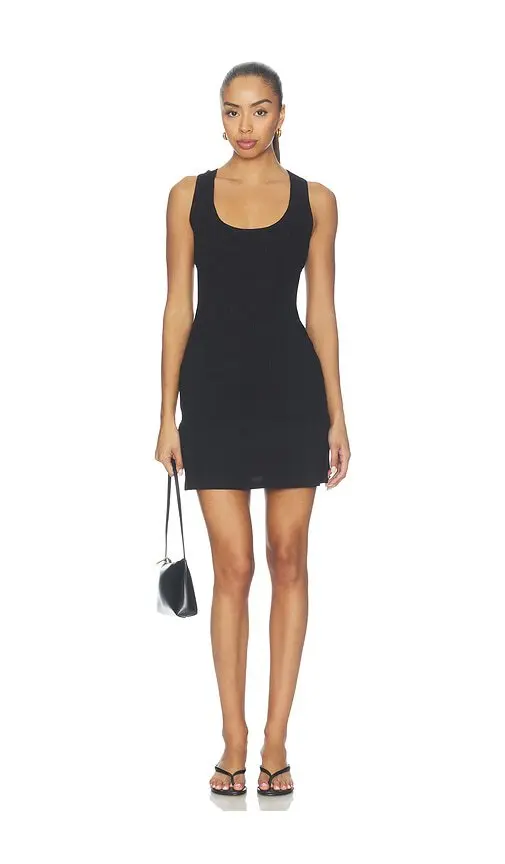 PEACHY DEN Deba Shirred Tank Dress In Black