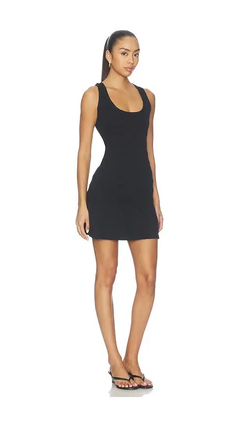 PEACHY DEN Deba Shirred Tank Dress In Black