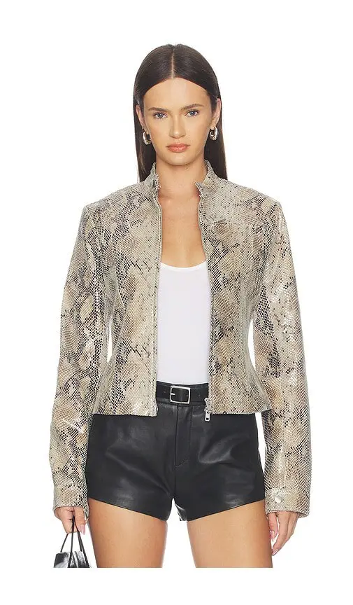 GRLFRND X Sophia Kelly Amari Leather Moto In Brown