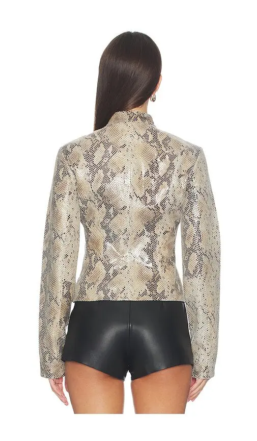 GRLFRND X Sophia Kelly Amari Leather Moto In Brown