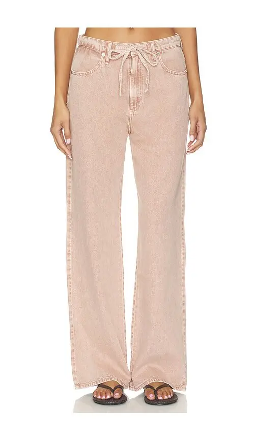 Rag & Bone Phoebe Drawstring Wide Jeans In Pink - Rosestone