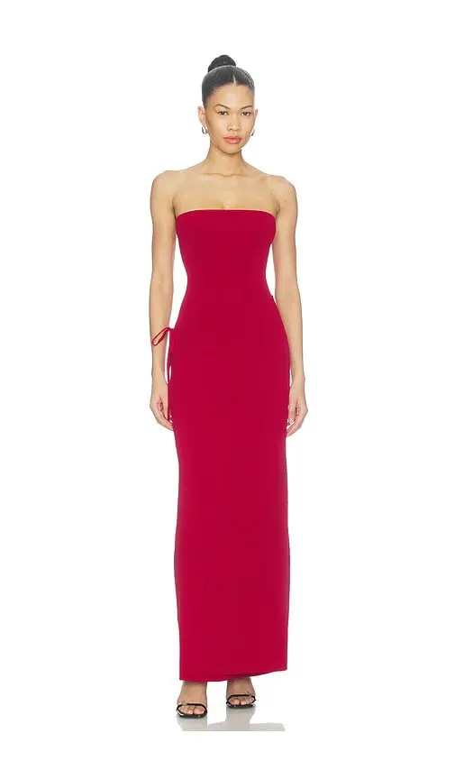 SNDYS. Mirina Knit Maxi Dress In Red - Deep Red