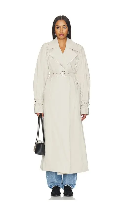 SNDYS. Searle Lightweight Trench Coat In Tan - Bone